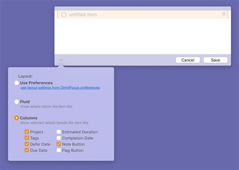 how to customize the fields in the quick entry window on the mac