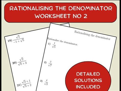 Rationalising The Denominator Worksheets With Solutions Teaching Resources