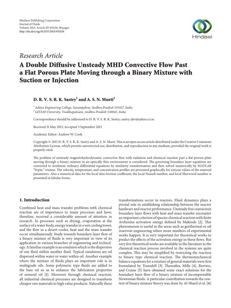 Pdf A Double Diffusive Unsteady Mhd Convective Flow Past A Flat