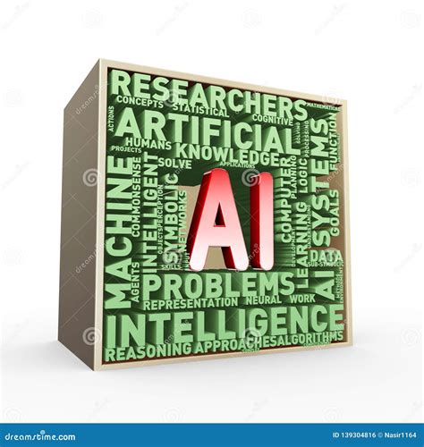 3d Artificial Intelligence Ai Wordcloud Stock Illustration