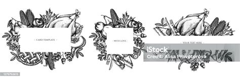 검은 색과 흰색 호박 포크 칼 배 칠면조 호박 파이 사과 파이 옥수수 사과 로완 단풍 나무 참나무 10월에 대한 스톡 벡터 아트 및 기타 이미지 Istock