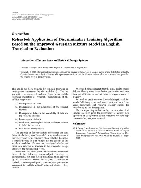 Pdf Retracted Application Of Discriminative Training Algorithm Based