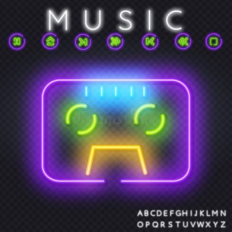 Cassetts For Tape Recorder Neon Sign Vector Retro Music Design
