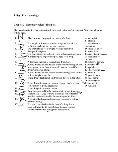 Chap Matching Exercise Copyright Elsevier Canada Ltd All Rights Reserved Lilley Studocu