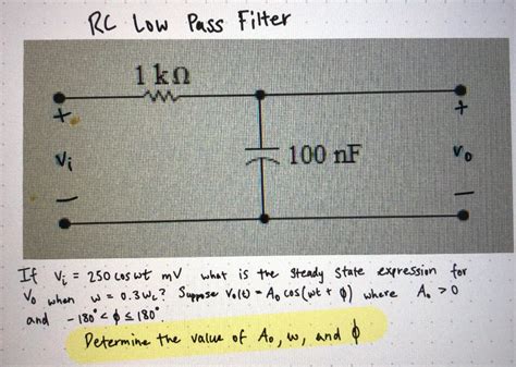 Solved RC Low Pass Filter Ko Vi NF Vo When If Vi Chegg