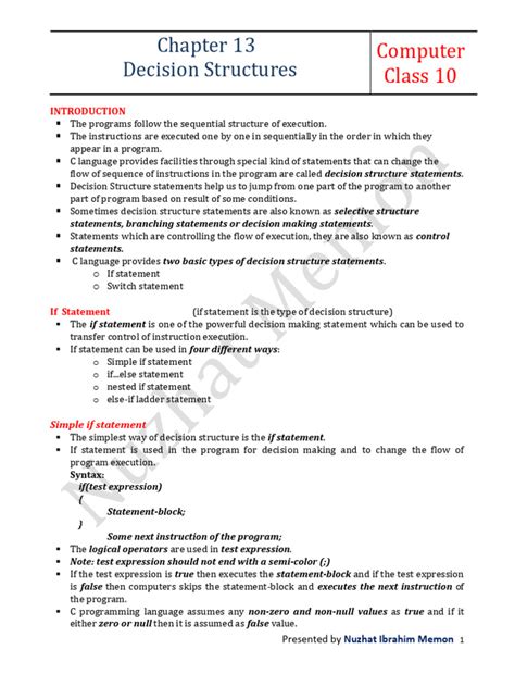 Std 10 Computer Chapter 13 Decision Structures Pdf Computer Program