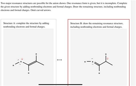 Solved Two Major Resonance Structures Are Possible For The