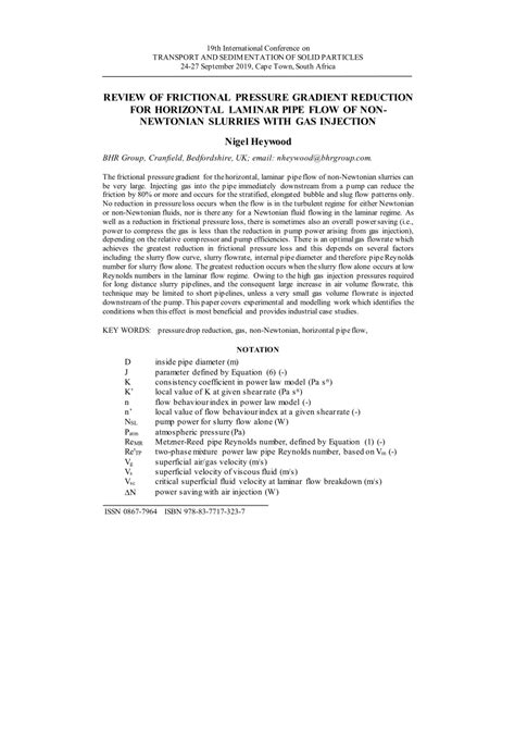 Pdf Review Of Frictional Pressure Gradient Reduction For Horizontal Laminar Pipe Flow Of Non