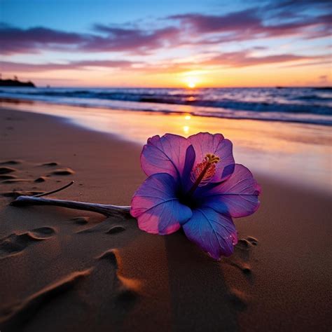 Premium Ai Image A Purple Flower On The Beach
