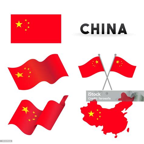 集合中華人民共和國國旗向量圖旗幟與中國地圖在白色背景下被隔離向量圖形及更多中國圖片 中國 亞洲 人 Istock