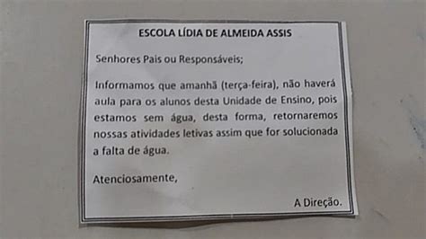 Laje Pais Reclamam De Escola Municipal Sem Aula Por Falta De água Em