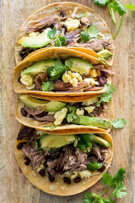 Slow Cooker Carnitas Breakfast Tacos Plating Pixels
