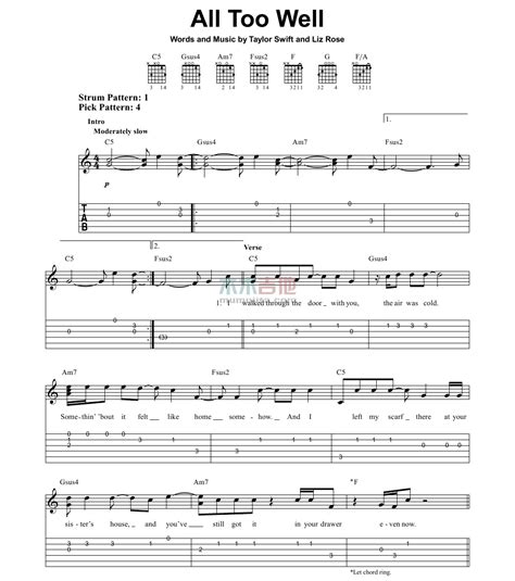 Taylor Swift现场《all Too Well吉他谱》
