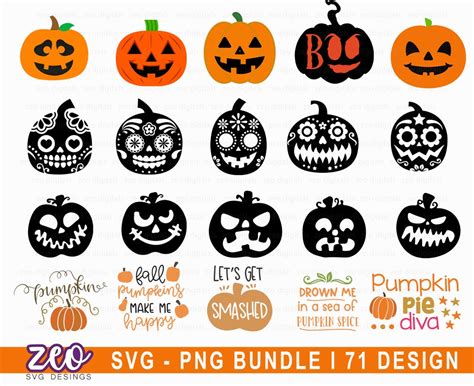 Pumpkin SVG Bundle Halloween Pumpkin SVG DXF Cut File Silhouette