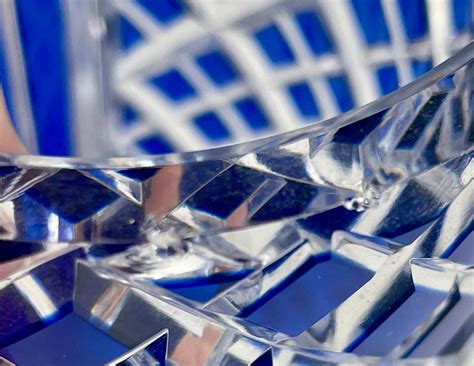 Japanese Kagami Cut Crystal Edo Kiriko Crystal Glass Blue Vase Etsy