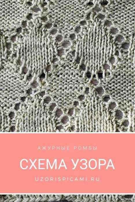 Простые ажурные ромбы спицами, схема узора | Узоры, Схемы вязания ...
