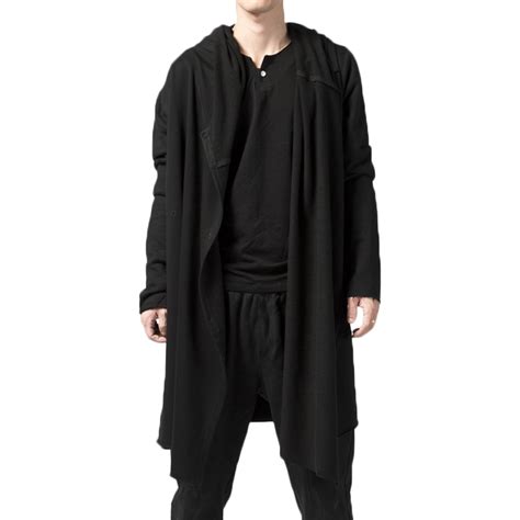 Charmkpr Mens Casual Hoodies Mid Long Solid Color Cotton Loose