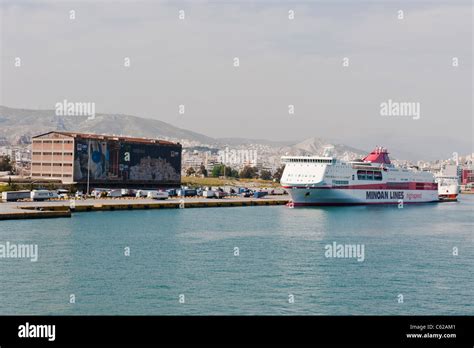 Piraeusbusy Harborcruise Shipsentrance To Aegeanfast Ferriestugs