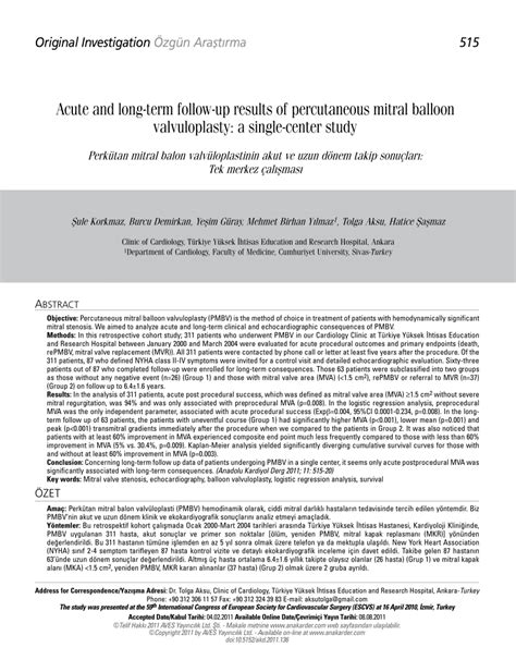 Pdf Acute And Long Term Follow Up Results Of Percutaneous Mitral