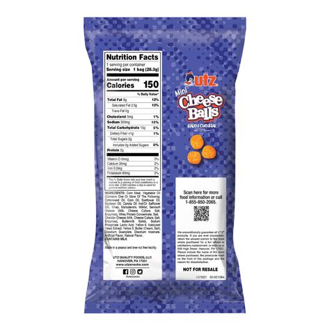 Utz Baked Cheddar Mini Cheese Balls Multipack 1 Oz 24 Count Utz