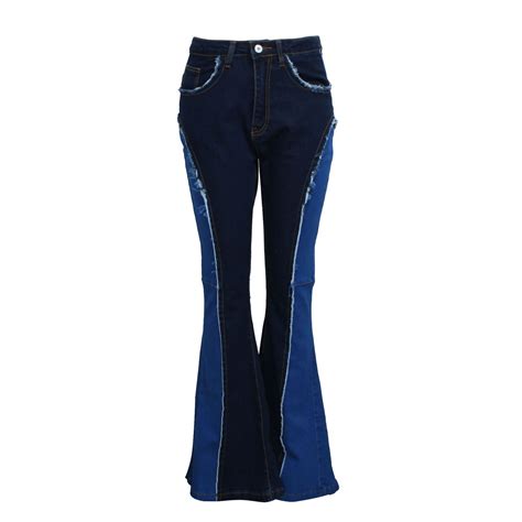 Us 953 Fashion Stitching Jeans Stretch Flared Pants Keke