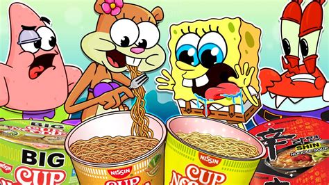 [animation] Spongebob Mukbang Convenience Store Food Spicy Noodles
