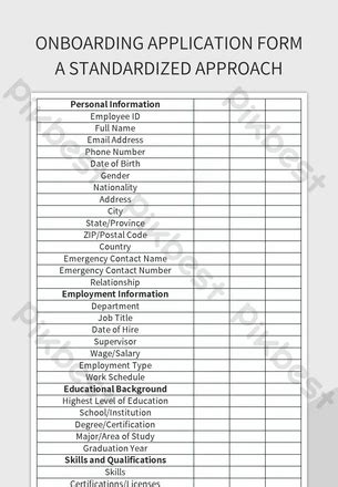 Creating An Effective New Employee Onboarding Form Excel Template