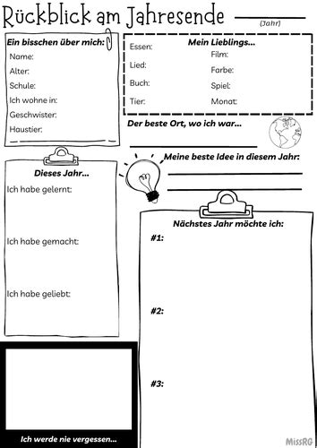 My Year Review Teaching Resources