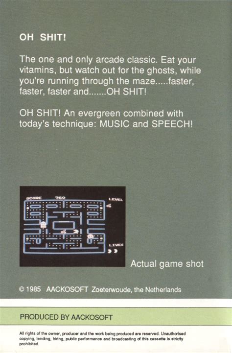 Oh Shit 1985 Msx Aackosoft Releases Generation Msx