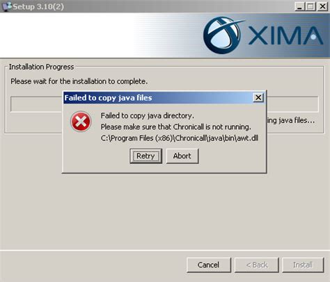 Failed To Copy Java Directory Installation Error Xima Software Support Portal