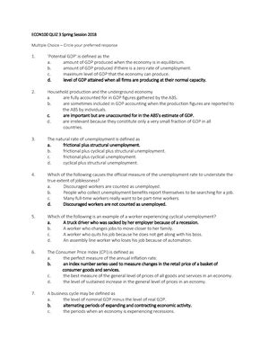 Tutorial Answers ECON Economic Essentials For Business Tutorial