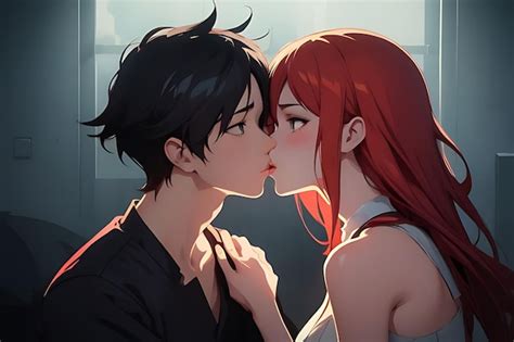 Kissing Anime Couple Premium Ai Generated Image