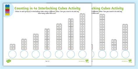 👉 Counting In 4s Interlocking Cube Activity Sheet