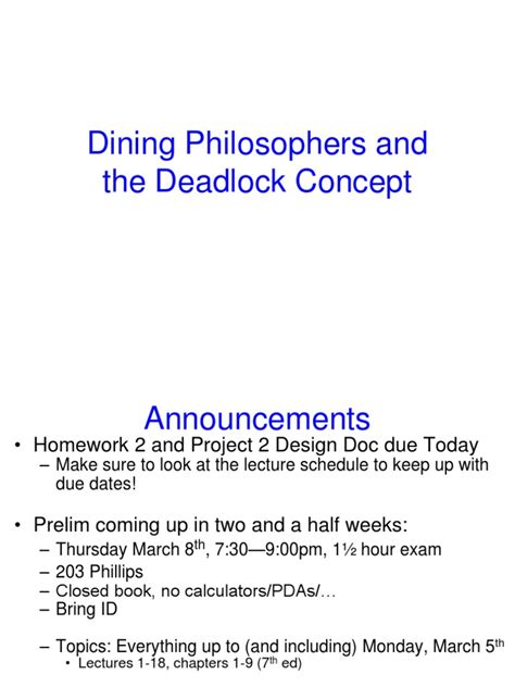 Dining Philosophers And The Deadlock Concept Pdf Concurrency