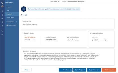 Export Project Briefs And Proposals