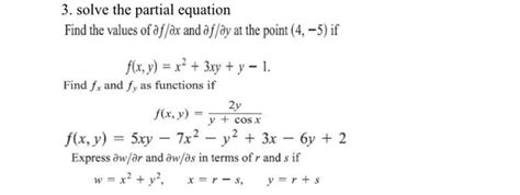 Solved 3 Solve The Partial Equation Find The Values Of