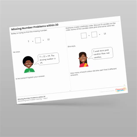 Year 1 Missing Number Problems Within 20 Reasoning And Problem Solving Resource Classroom Secrets