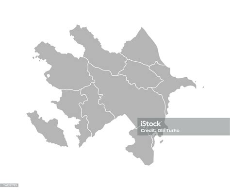 亞塞拜然簡化行政地圖的向量孤立圖各省的邊界灰色剪影白色輪廓向量圖形及更多nakhchivan圖片 Nakhchivan 剪裁圖 國家