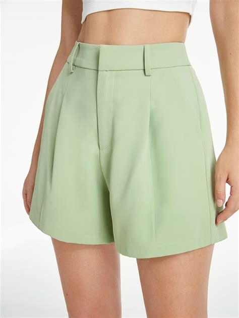 High Waisted Pastel Trouser Shorts Green Xl Green Trouser Shorts