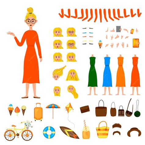 Premium Vector Constructor With A Female Character On A Summer Theme