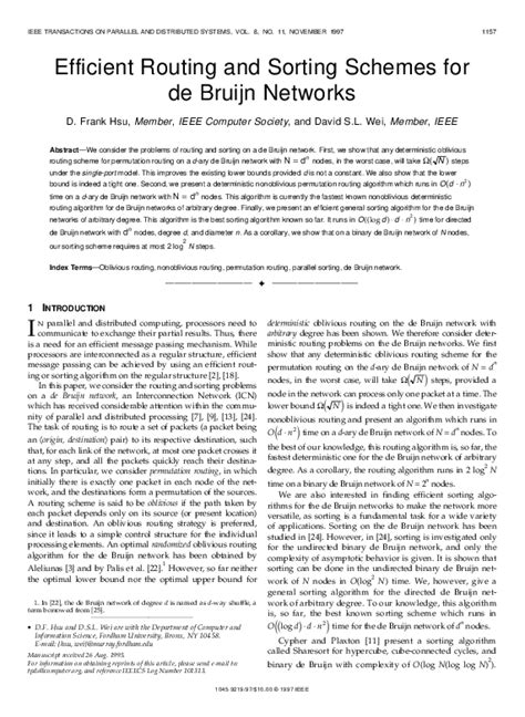 Pdf Efficient Routing And Sorting Schemes For De Bruijn Networks