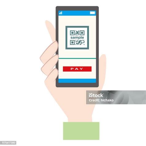 스마트폰을 사용하여 Qr 코드로 지불하는 그림 Brand Name Mobile Payment에 대한 스톡 벡터 아트 및 기타