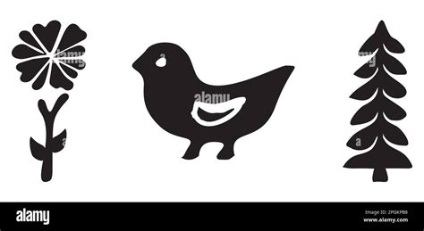 Set Of Bird And Botanical Vector Motif Collection Of Garden Wildlife