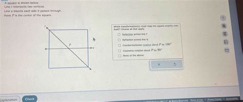 A Square Is Shown Below Line R Intersects Two Vertices Line U Bisects