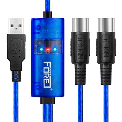 FORE MIDI To USB Interface MIDI Cable Adapter With Input Output Connecting With Keyboard