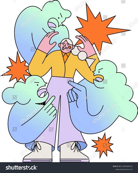 Vector Illustration Evil Thoughts Control Person Stock Vector Royalty