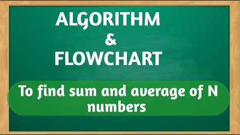 Algorithm And Flowchart To Find Sum And Average Of N Numbers Algorithm Flowchart Youtube