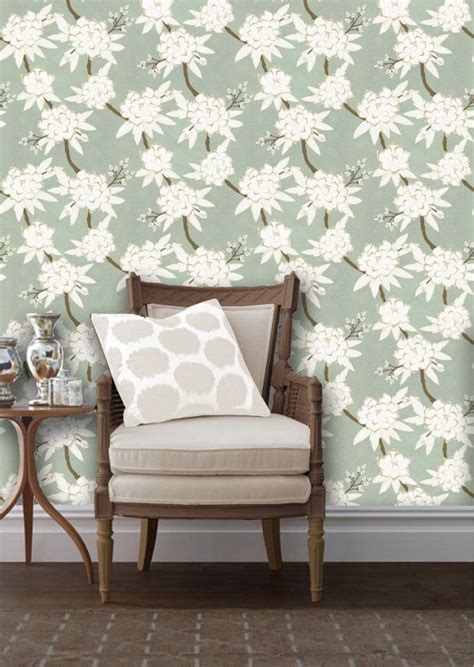 Paeonia Repositionable Peel N Stick Wallpaper Custom Chinoiserie Style