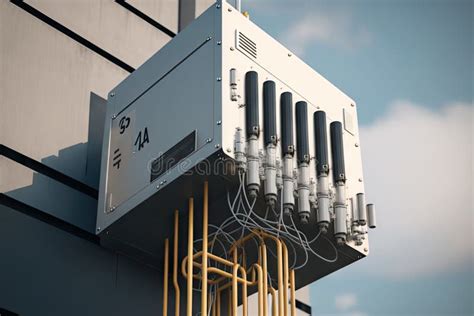 5g Network Node With Antennas And Cables Being Installed On Side Of