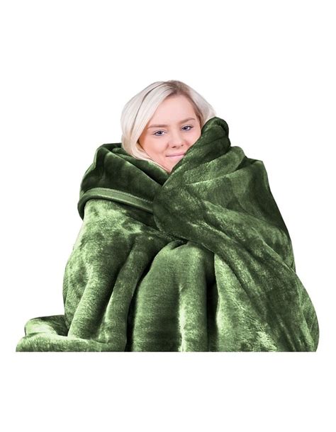 Laura Hill 600gsm Double Sided Queen Size Faux Mink Blanket In Green Myer